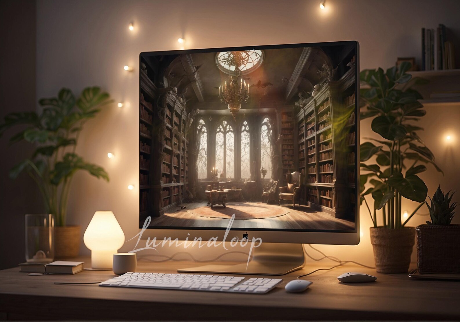ANIMATED BACKGROUND | Magical Library Horror| Lofi Cozy Ambience Looped ...
