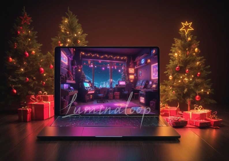 ANIMATED BACKGROUND Christmas Arcade Gaming Room Lofi Cozy Fantasy ...