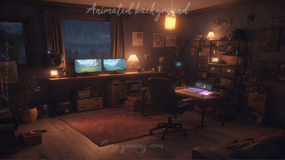 Cozy Gamer Room Animated Background: Twitch Vtuber Stream Overlay - Etsy