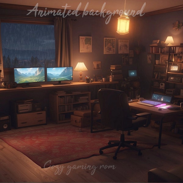 ANIMATED BACKGROUND Magical Library Lofi Cozy Ambience Looped Vtuber ...