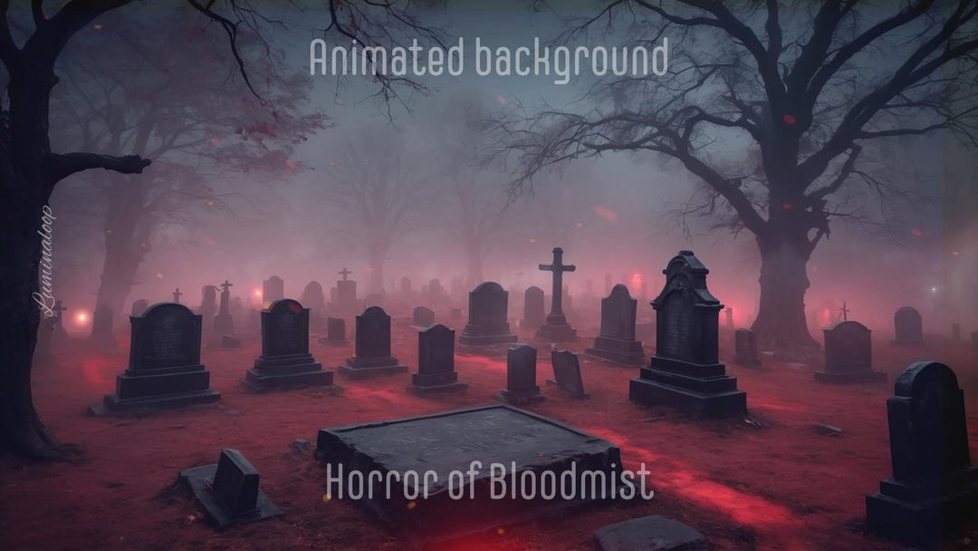 Horror Graveyard Animated Stream Overlay: Halloween Vtuber Background ...