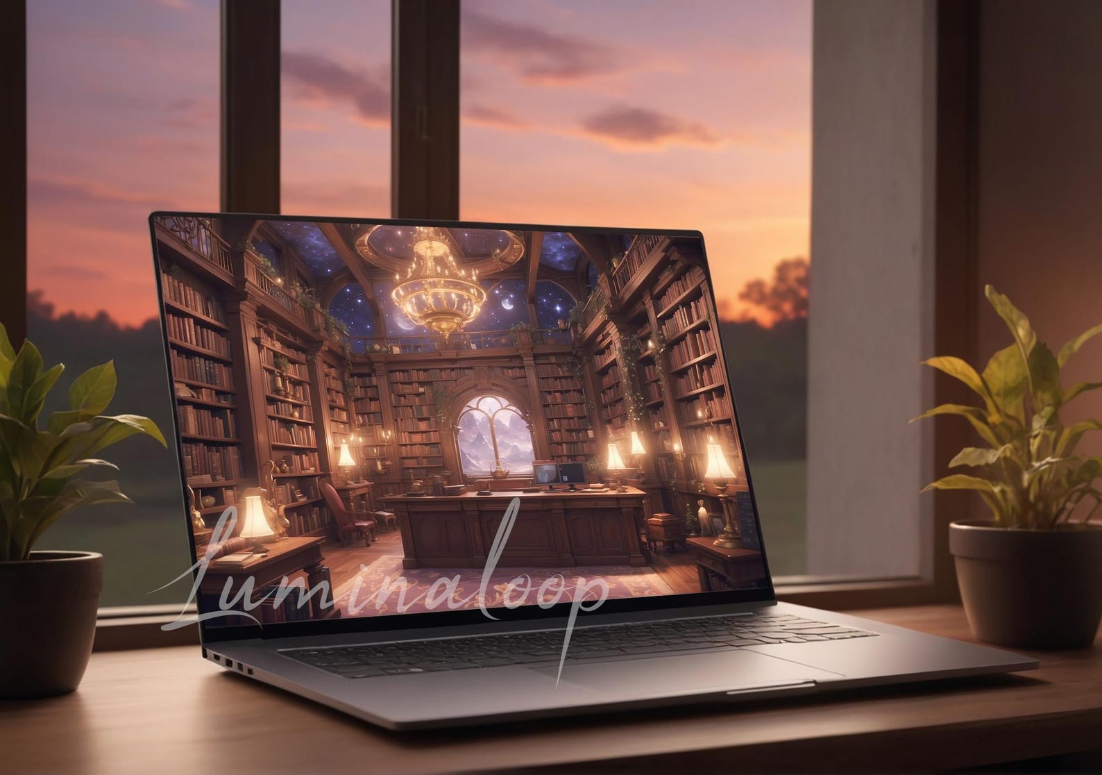 ANIMATED BACKGROUND | Magical Library | Lofi Cozy Ambience Looped ...