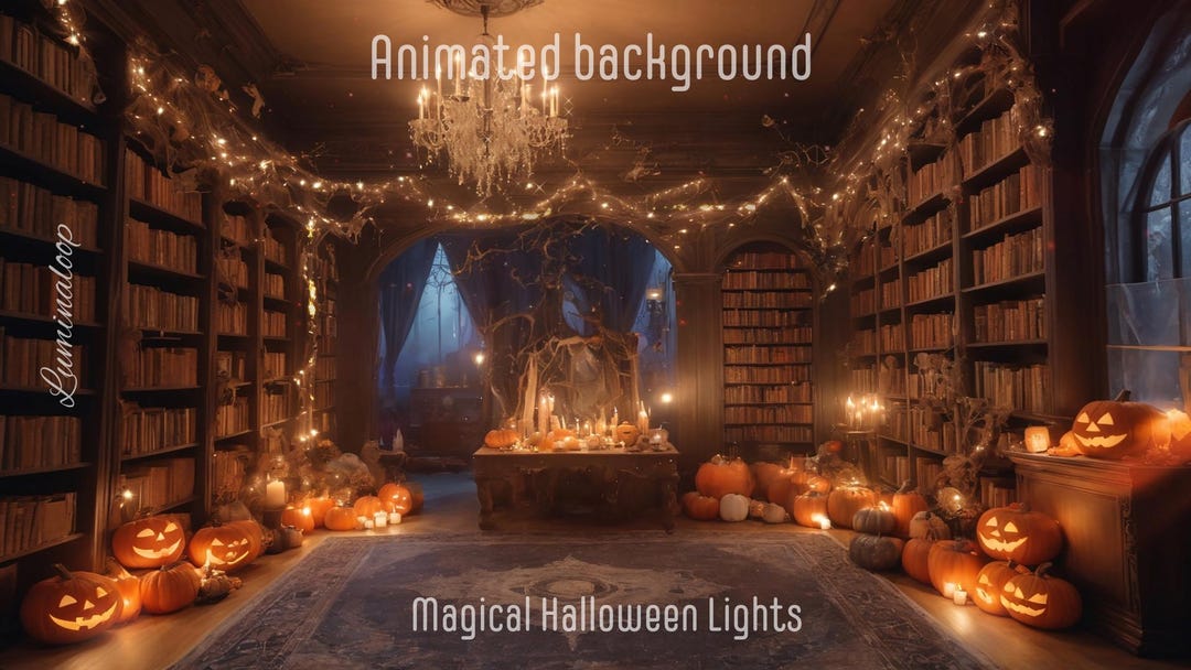 ANIMATED BACKGROUND | Magical Halloween Lights | Lofi Cozy Fantasy ...