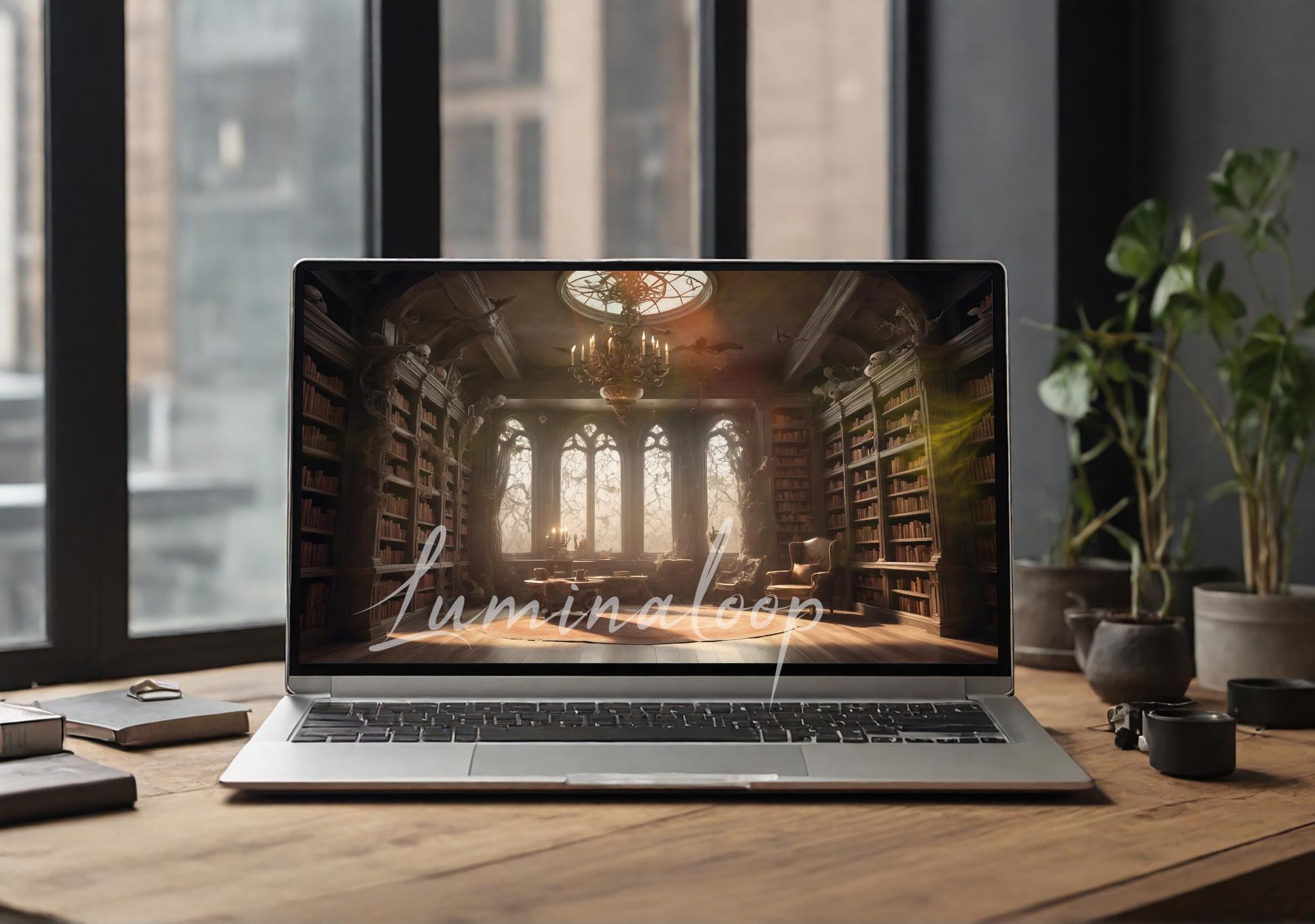 ANIMATED BACKGROUND | Magical Library Horror| Lofi Cozy Ambience Looped ...