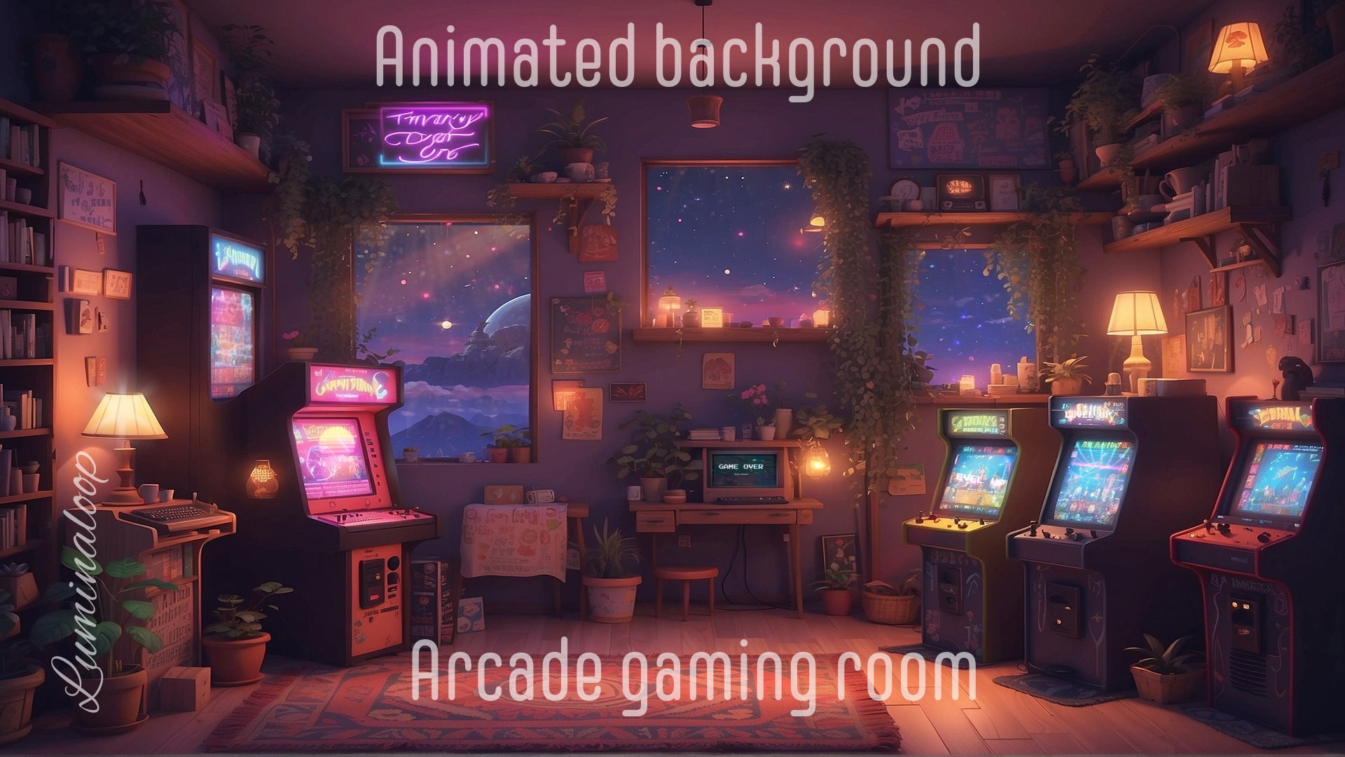 ANIMATED BACKGROUND | Arcade Gaming Room | Lofi Cozy Fantasy Looped ...