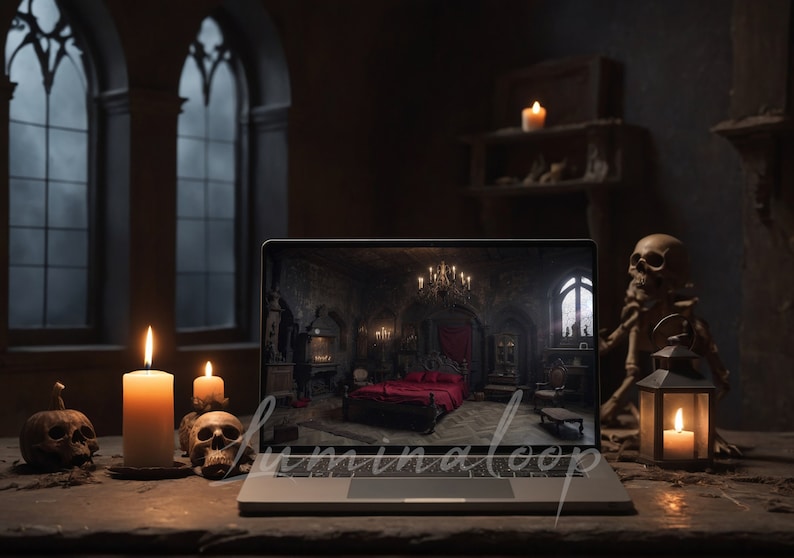 ANIMATED BACKGROUND Haunted Gotic Room Lofi Cozy Looped Vtuber Twitch ...