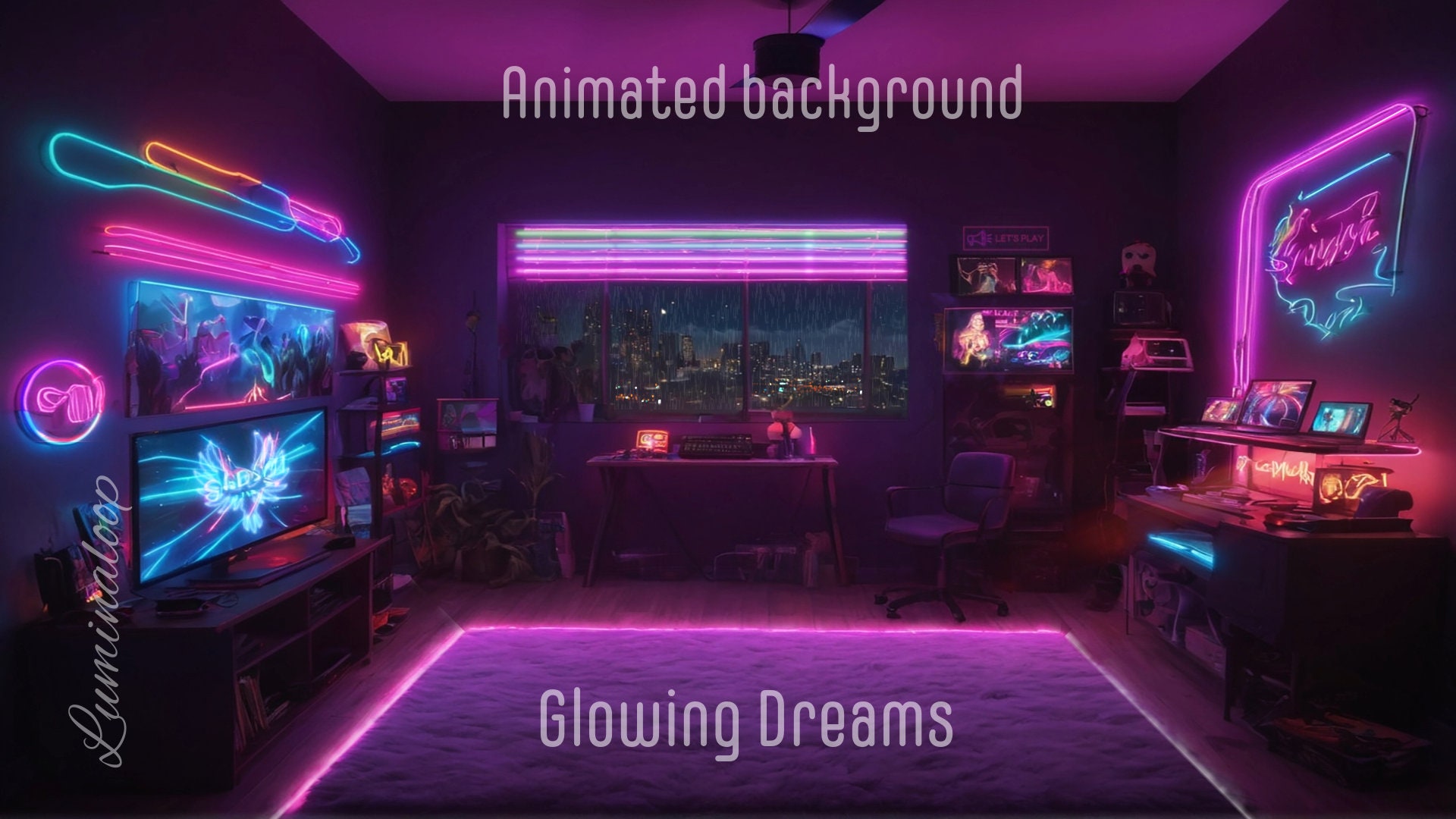 ANIMATED BACKGROUND | Bedroom Illuminations, Glowing Dreams | Lofi Cozy ...