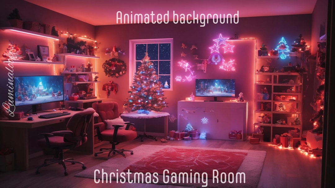 ANIMATED BACKGROUND | Christmas Gaming Room Lofi Cozy Fantasy Looped ...