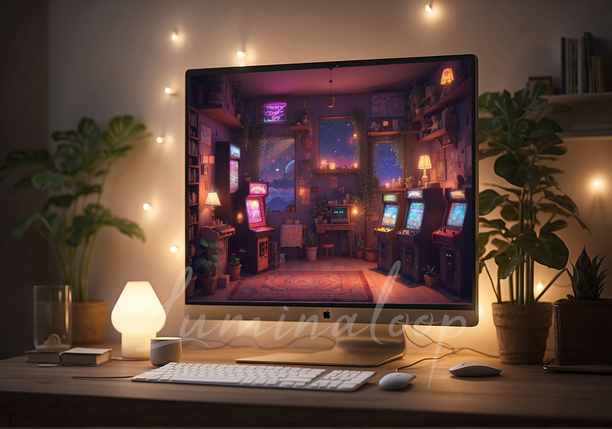 ANIMATED BACKGROUND | Arcade Gaming Room | Lofi Cozy Fantasy Looped ...