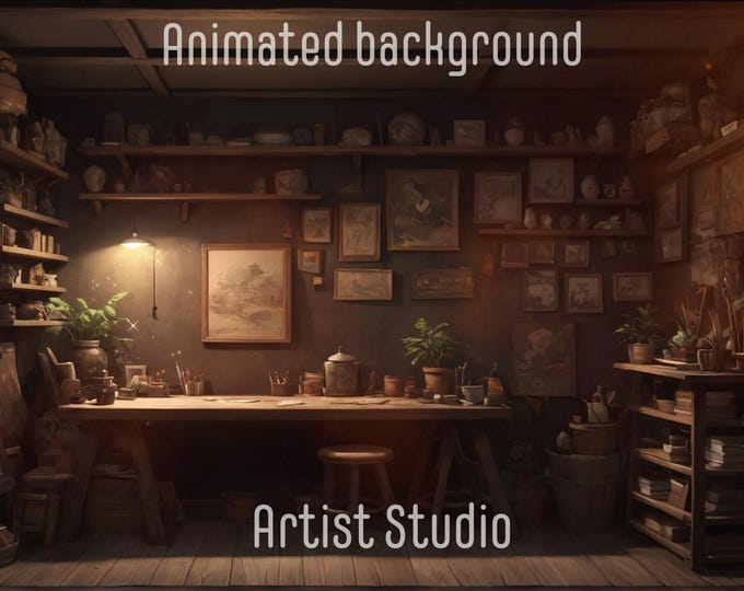 ANIMATED BACKGROUND | Artist Studio | Lofi Cozy Fantasy Looped Vtuber ...