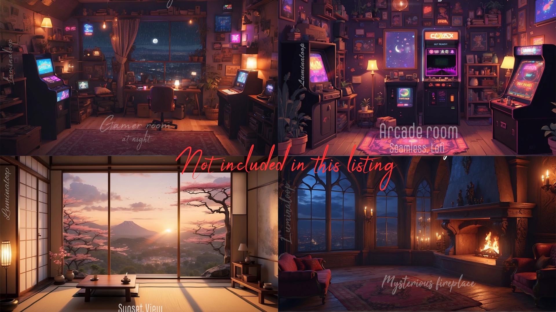 Animated Cozy Room Stream Background: Lofi Stars Vtuber Twitch Overlay ...
