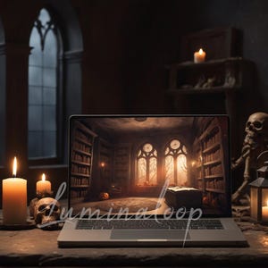 ANIMATED BACKGROUND | Haunted Halloween Library | Lofi Cozy Halloween ...