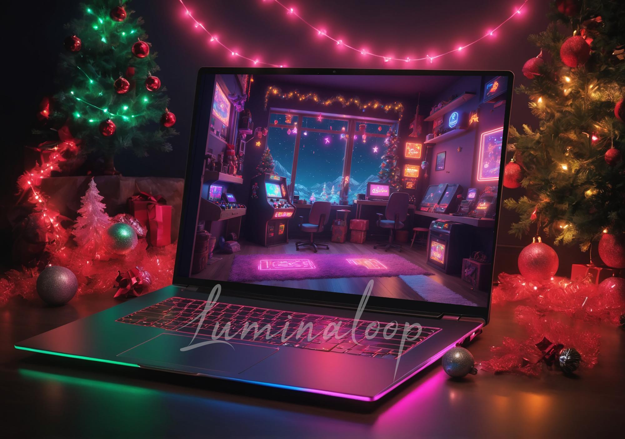 ANIMATED BACKGROUND | Christmas Arcade Gaming Room Lofi Cozy Fantasy ...