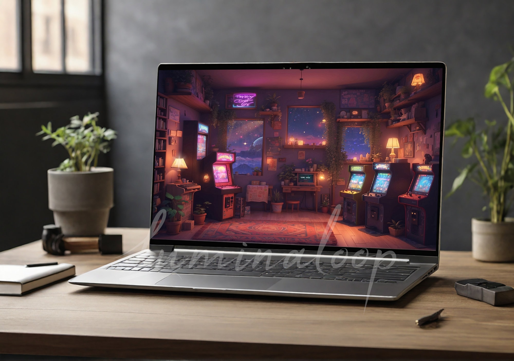 ANIMATED BACKGROUND | Arcade Gaming Room | Lofi Cozy Fantasy Looped ...