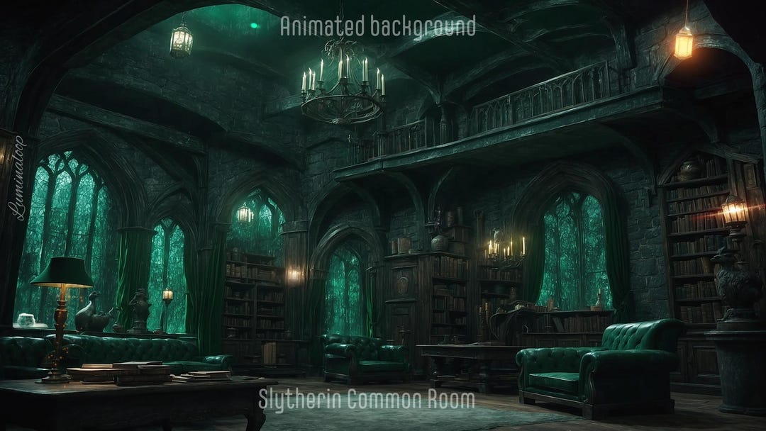 Animated Slytherin Common Room Background | Looped Cozy Stream Overlay ...