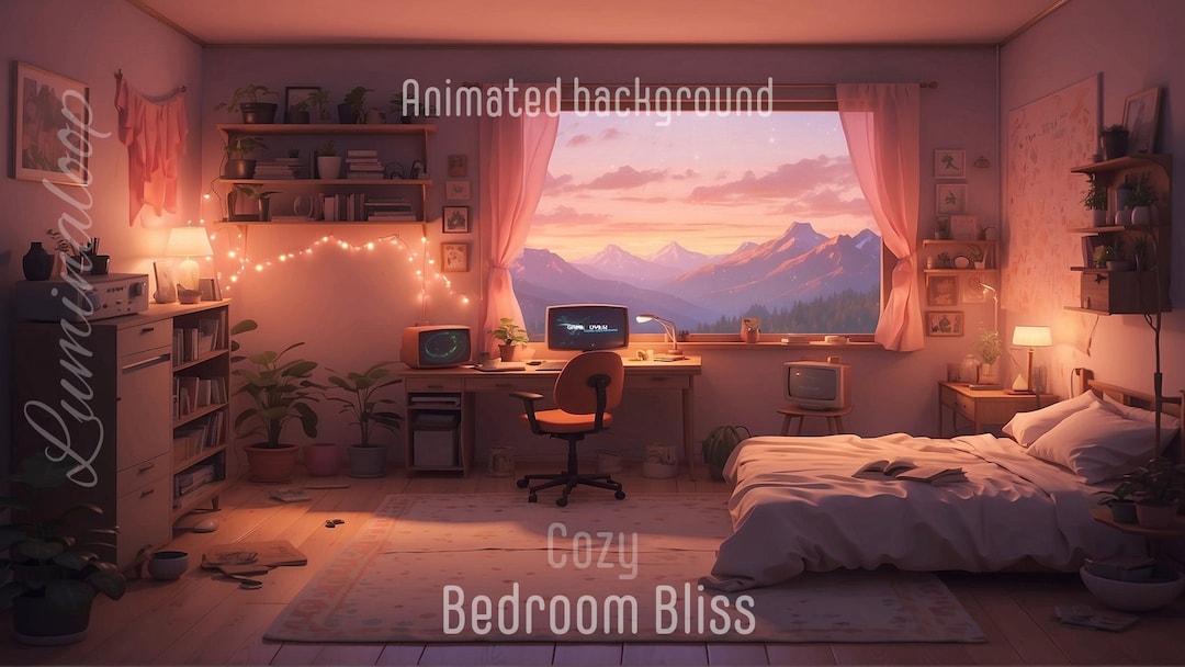 Animated Cozy Bedroom Background: Lofi Fantasy Stream Overlay - Etsy