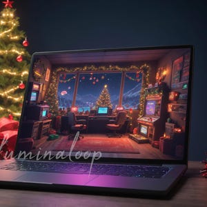 ANIMATED BACKGROUND | Christmas Gaming Room | Lofi Cozy Fantasy Looped ...