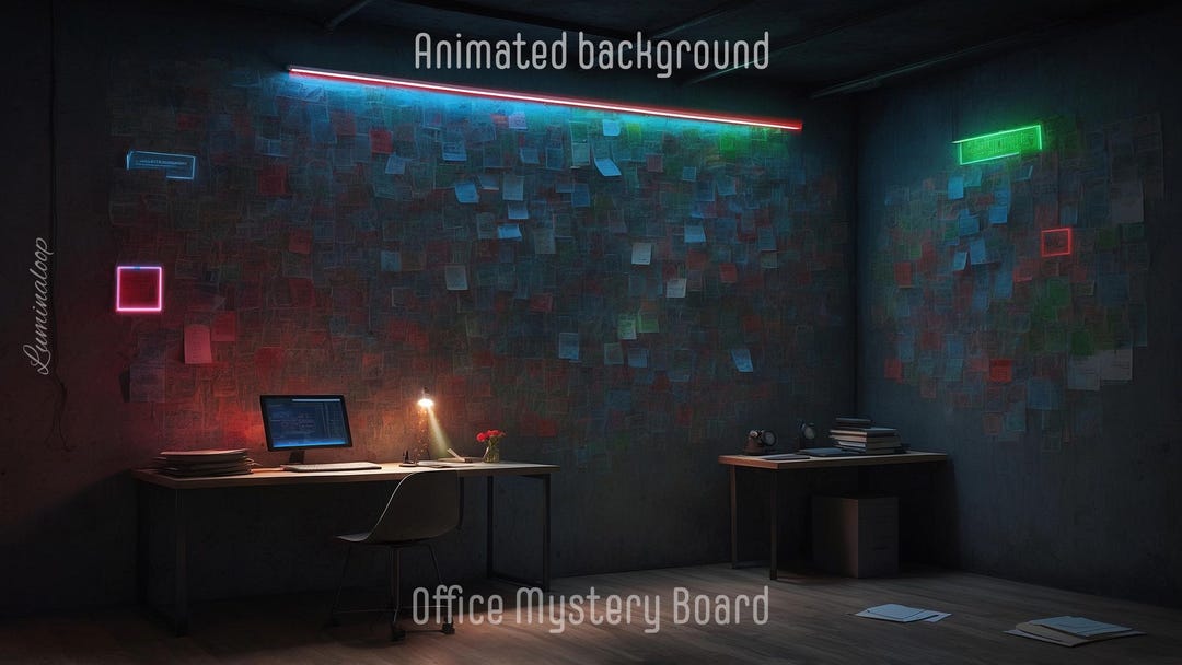 Animated Office Mystery Board Background: Cozy Lofi Stream Overlay - Etsy