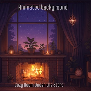 Animated Cozy Room Stream Background: Lofi Stars Vtuber Twitch Overlay ...