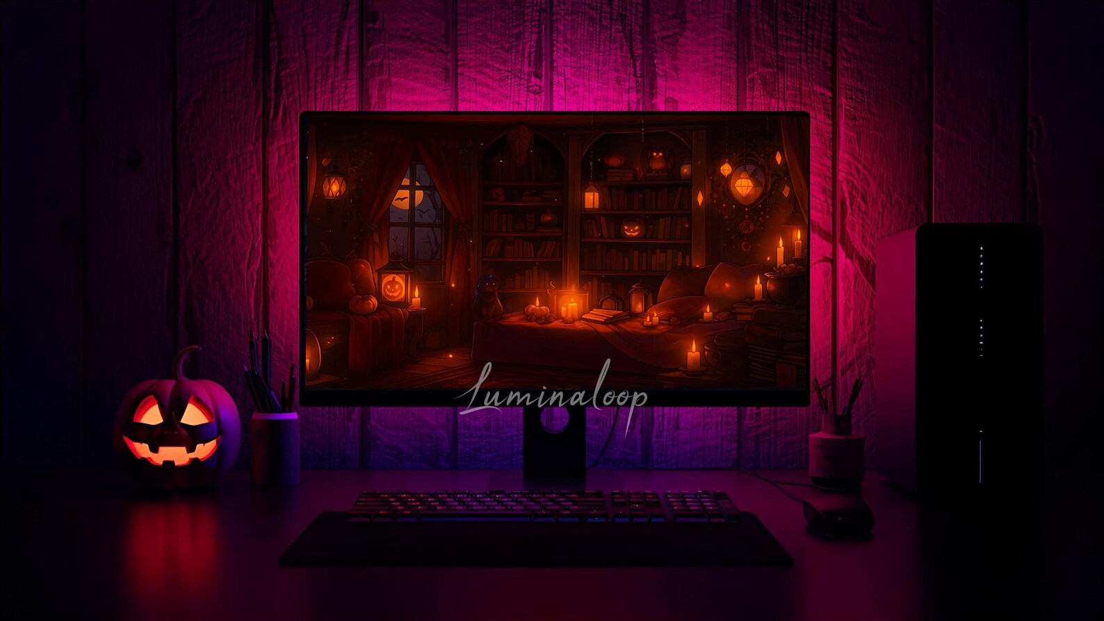 Halloween Nightfall Animated Background: Spooky Bedroom Horror Vibes ...