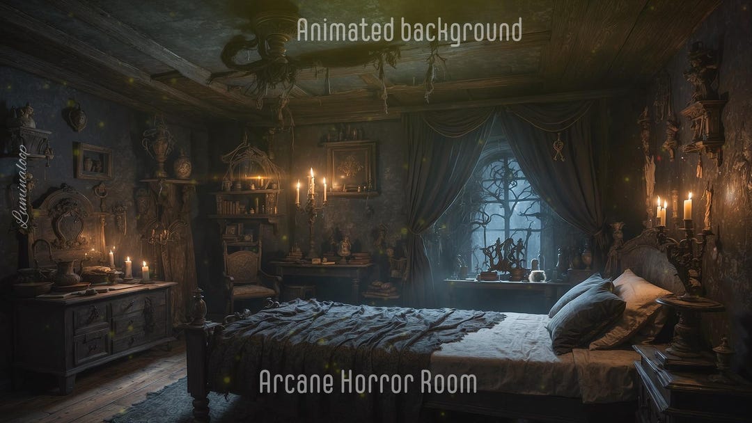 ANIMATED BACKGROUND | Arcane Horror Room | Lofi Cozy Fantasy Looped ...