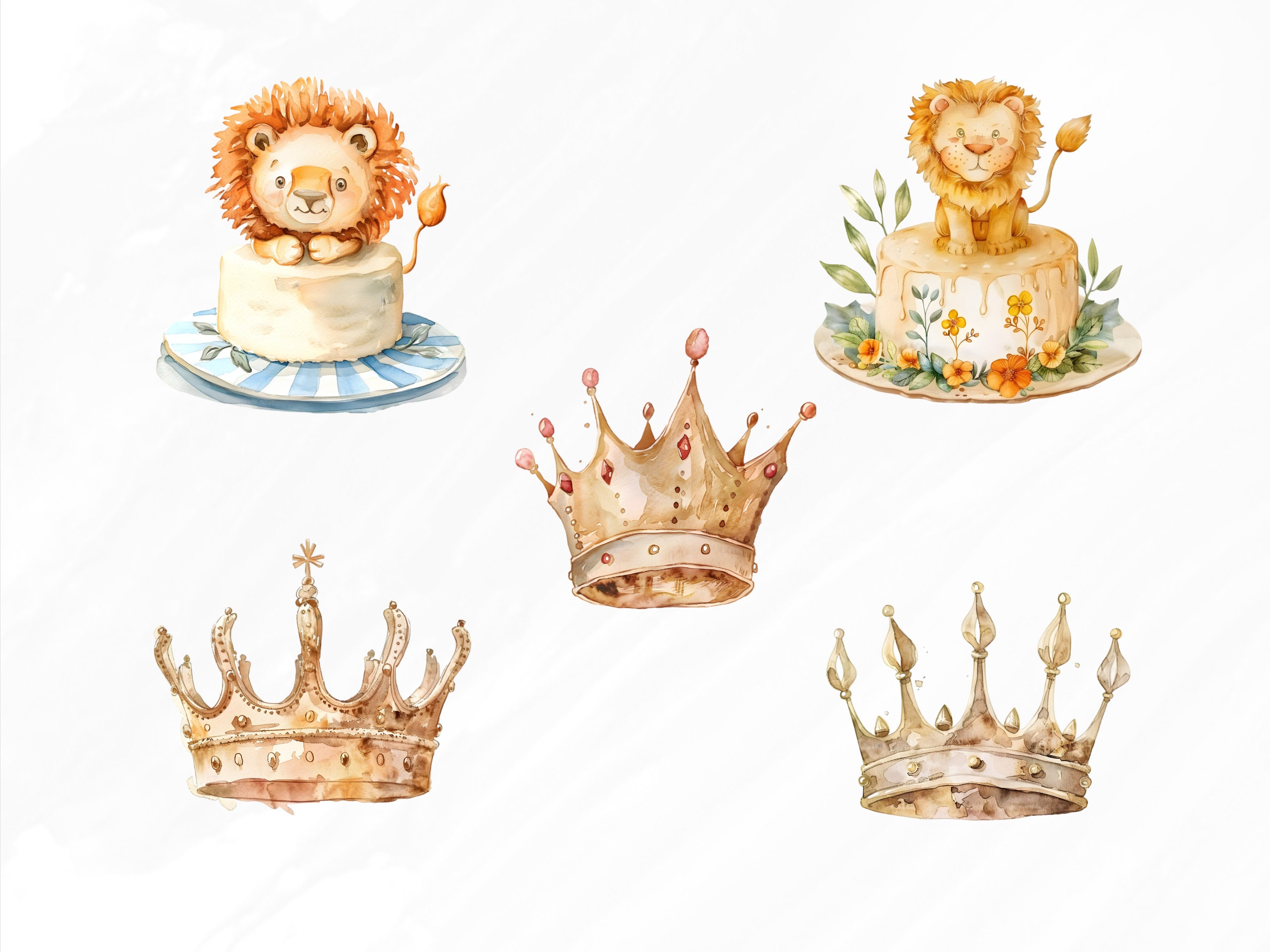 Watercolor Cute Baby Lion Clipart, Baby Lion PNG, Little Animal, Boy or ...