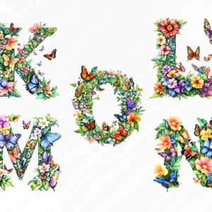 Watercolor Spring Floral Alphabet Clipart PNG, Flowers Clipart PNG ...