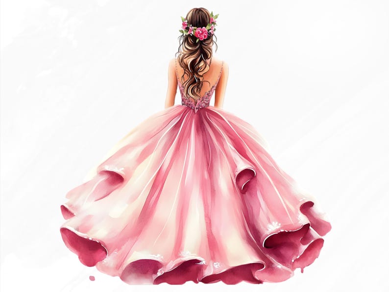 70 Quinceanera Flowers and Crowns Clipart Bundle, Watercolor Princess ...