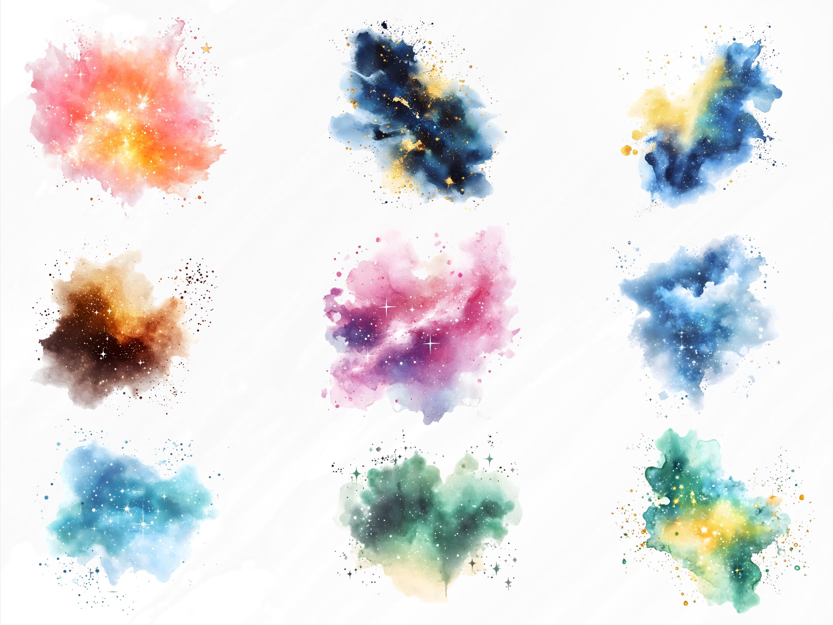 Watercolor Splashes Clipart Bundle, Paint Splatter PNG Abstract Clipart ...
