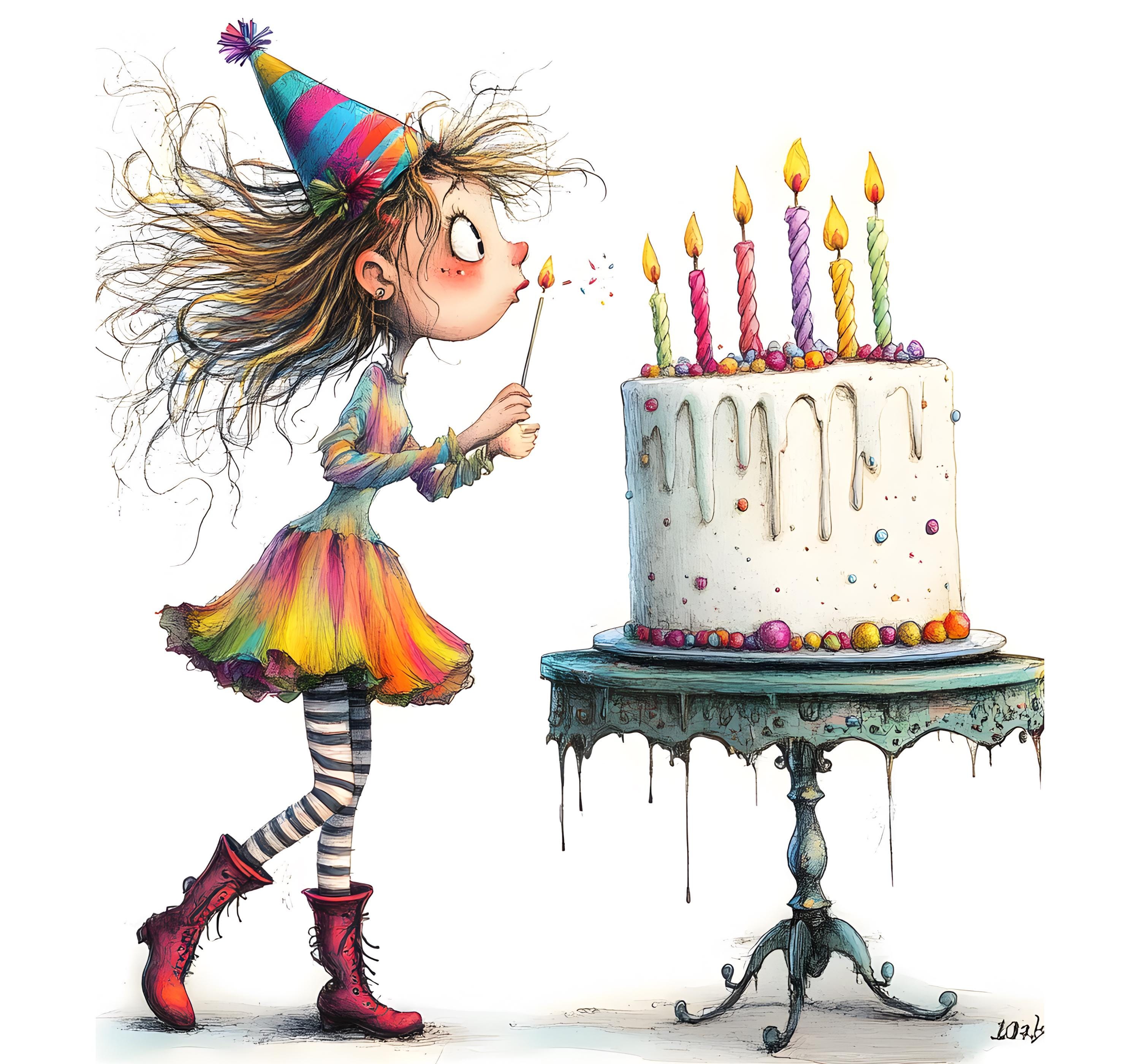 Quirky Birthday Cake Clip Art, 15 High-resolution Watercolor Pngs, Junk ...