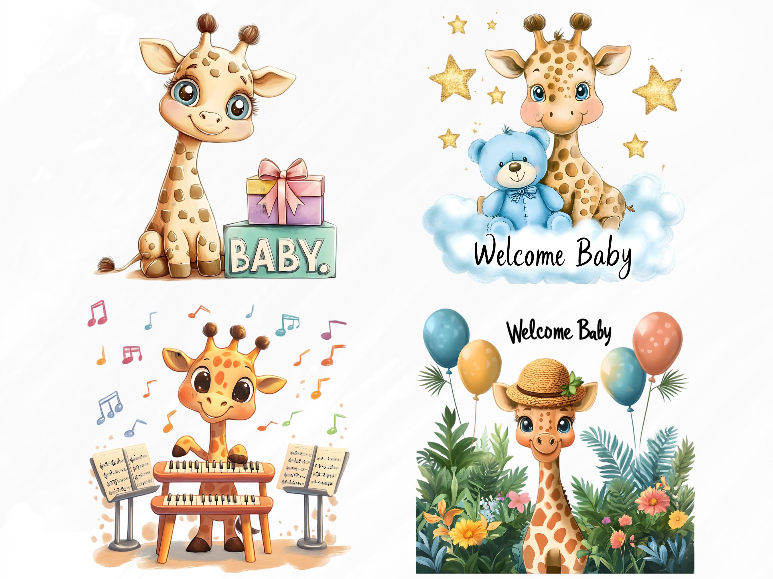 22 Cute Giraffe Clipart Bundle, Baby Giraffe PNG, Welcome Baby Giraffe ...