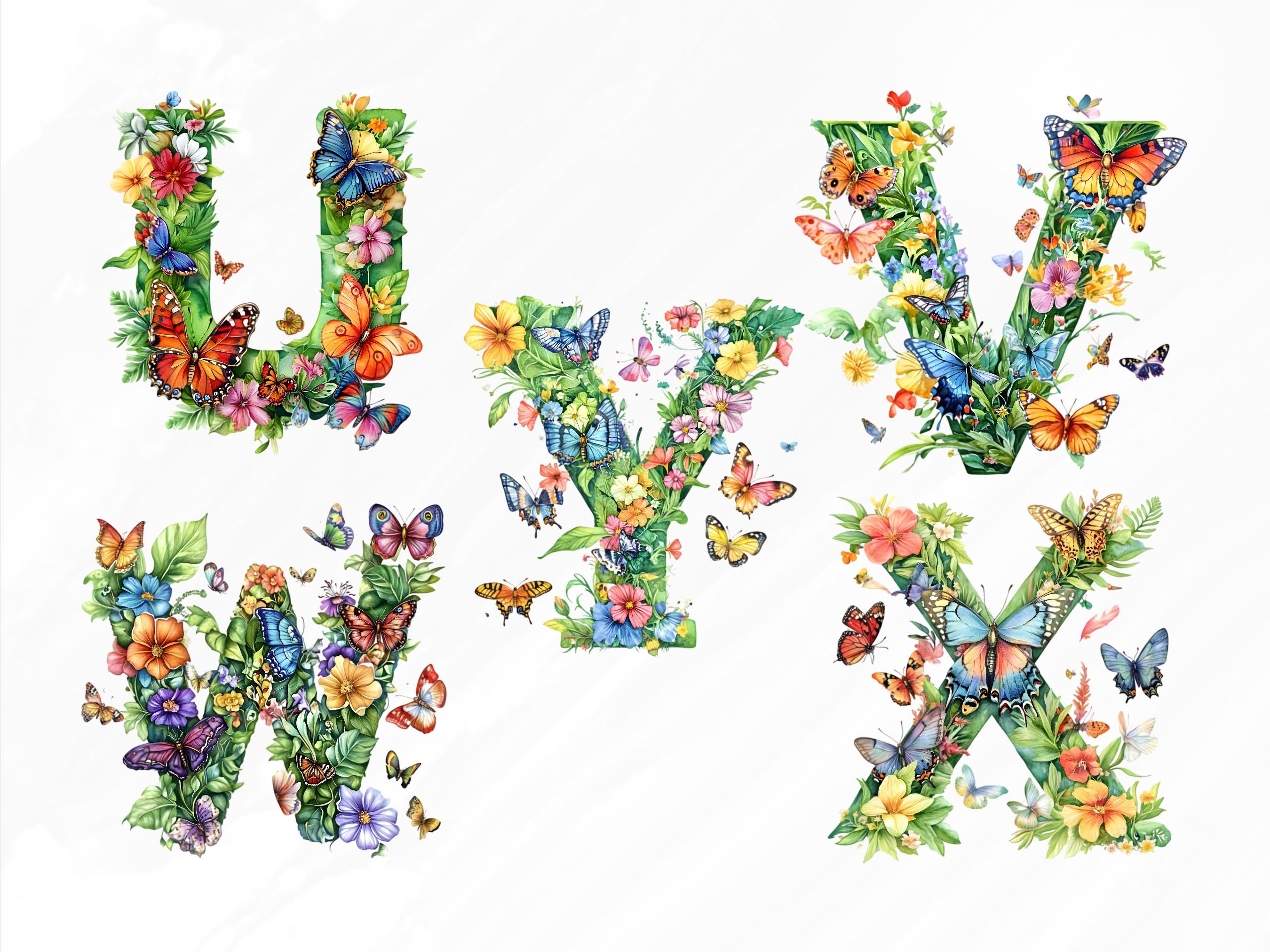 Watercolor Spring Floral Alphabet Clipart PNG, Flowers Clipart PNG, Spring Clipart, Baby ...
