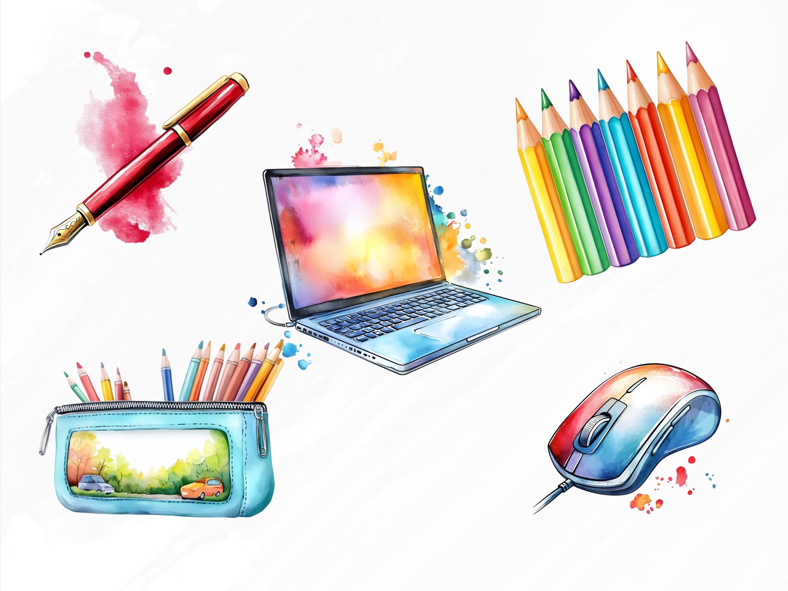 School Clipart Set, School Supplies Clipart Set, Art Supplies Clipart ...