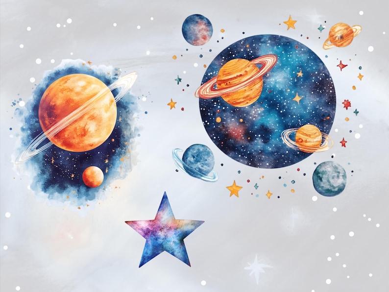 Watercolor Space Clipart Bundle, Cute Astronaut Clipart, Astronaut ...