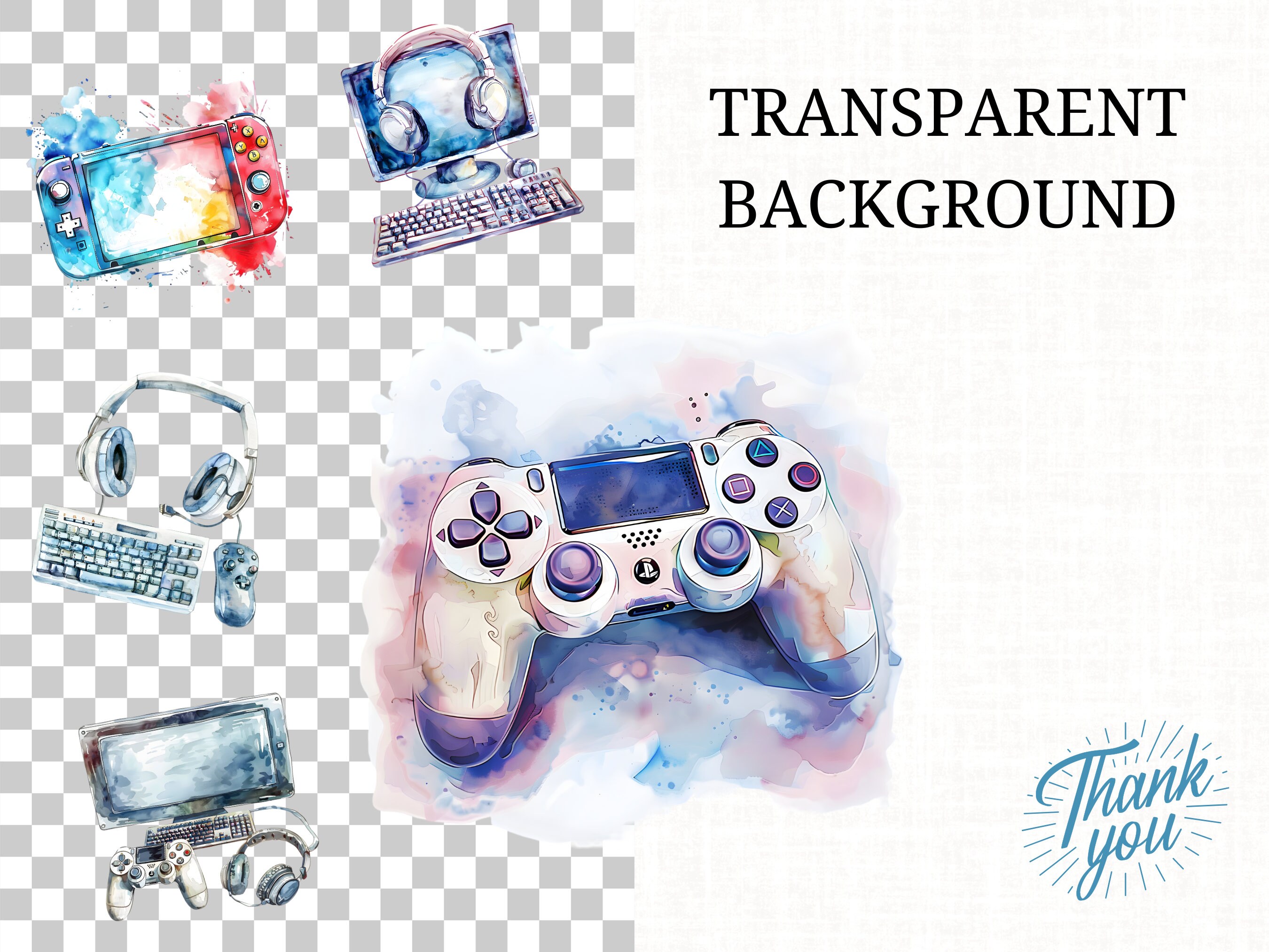 Watercolor Video Game Clipart Bundle, Arcade Game Clipart, Game ...