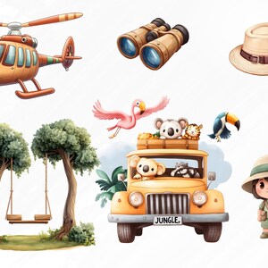 Jungle Adventure Clipart Bundle, Watercolor Animals PNG, Safari Nursery ...