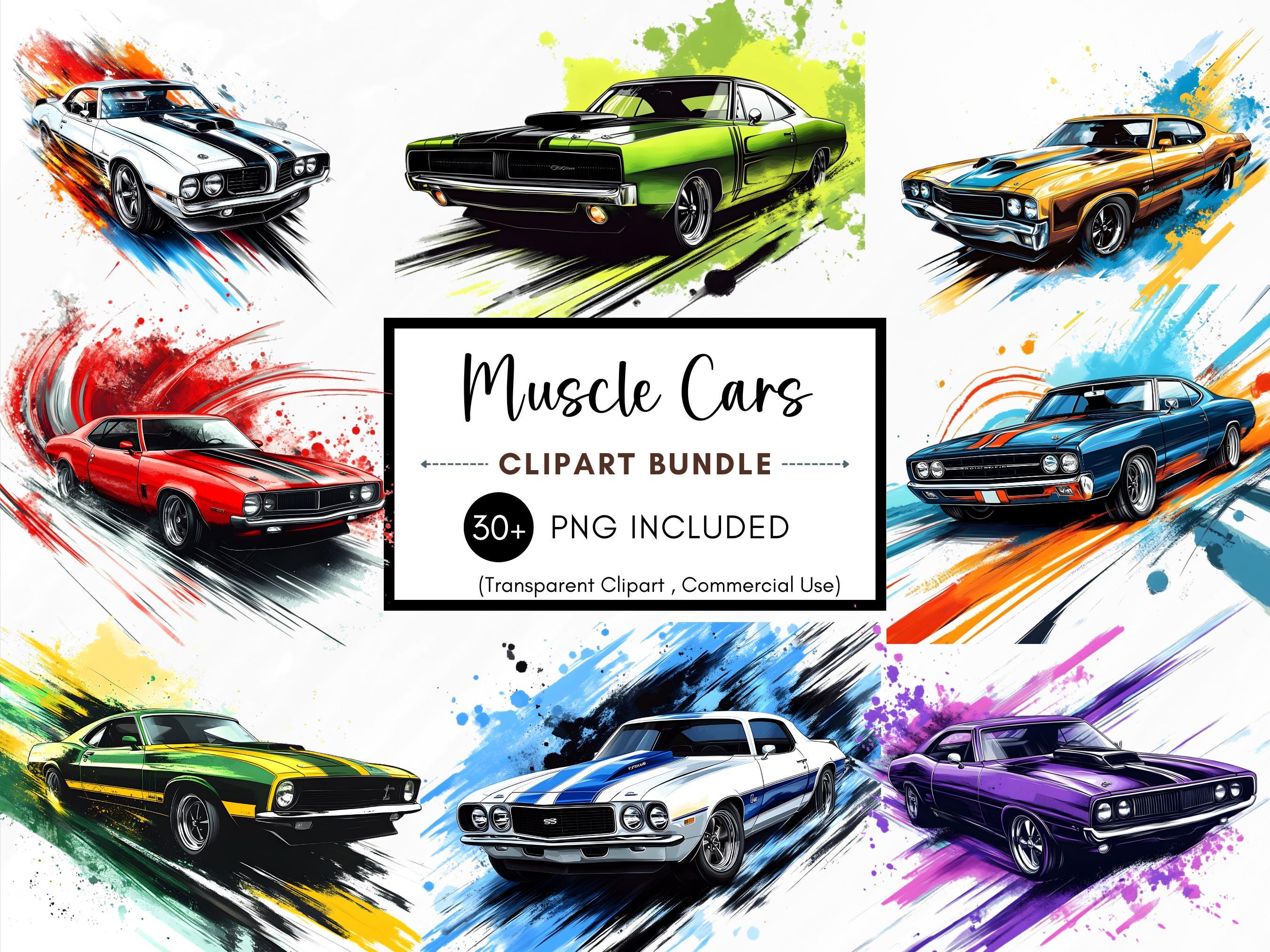 32 Watercolor Automotive Clipart Bundle, Watercolor Muscle Cars, Retro ...