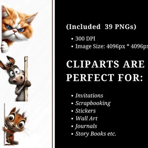 Funny Animals Peeking Around Clipart | Cute Animal Peekaboo PNG ...