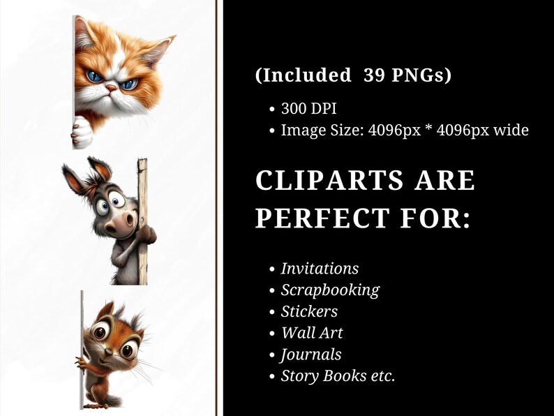 Funny Animals Peeking Around Clipart | Cute Animal Peekaboo PNG ...
