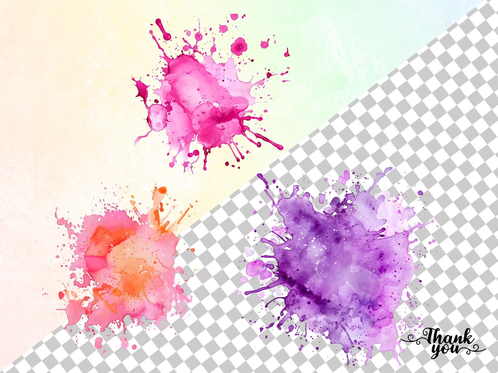 30 Watercolor Color Splash Clipart PNG, Paint Splatter Clipart, Alcohol ...