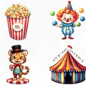 Circus Clipart Bundle, Cute Carnival Pngs With Animals Clowns, 75 ...