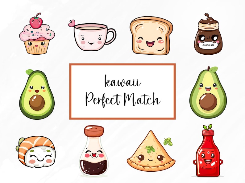 Kawaii Sweets Clipart Bundle, Watercolor Food Illustrations (commercial ...