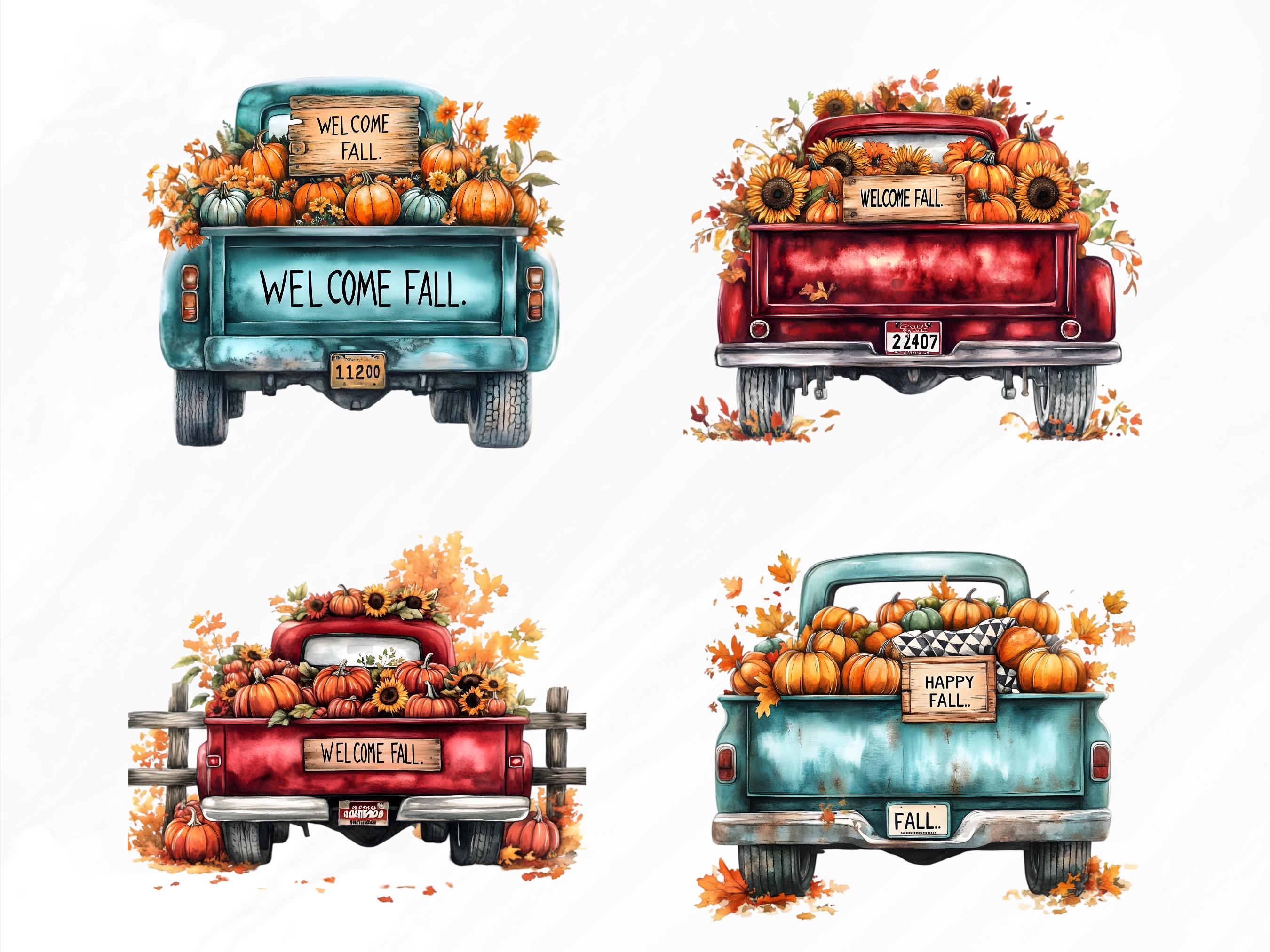 30 Fall Truck Clipart Bundle | Pumpkin & Sunflower Vintage Trucks ...