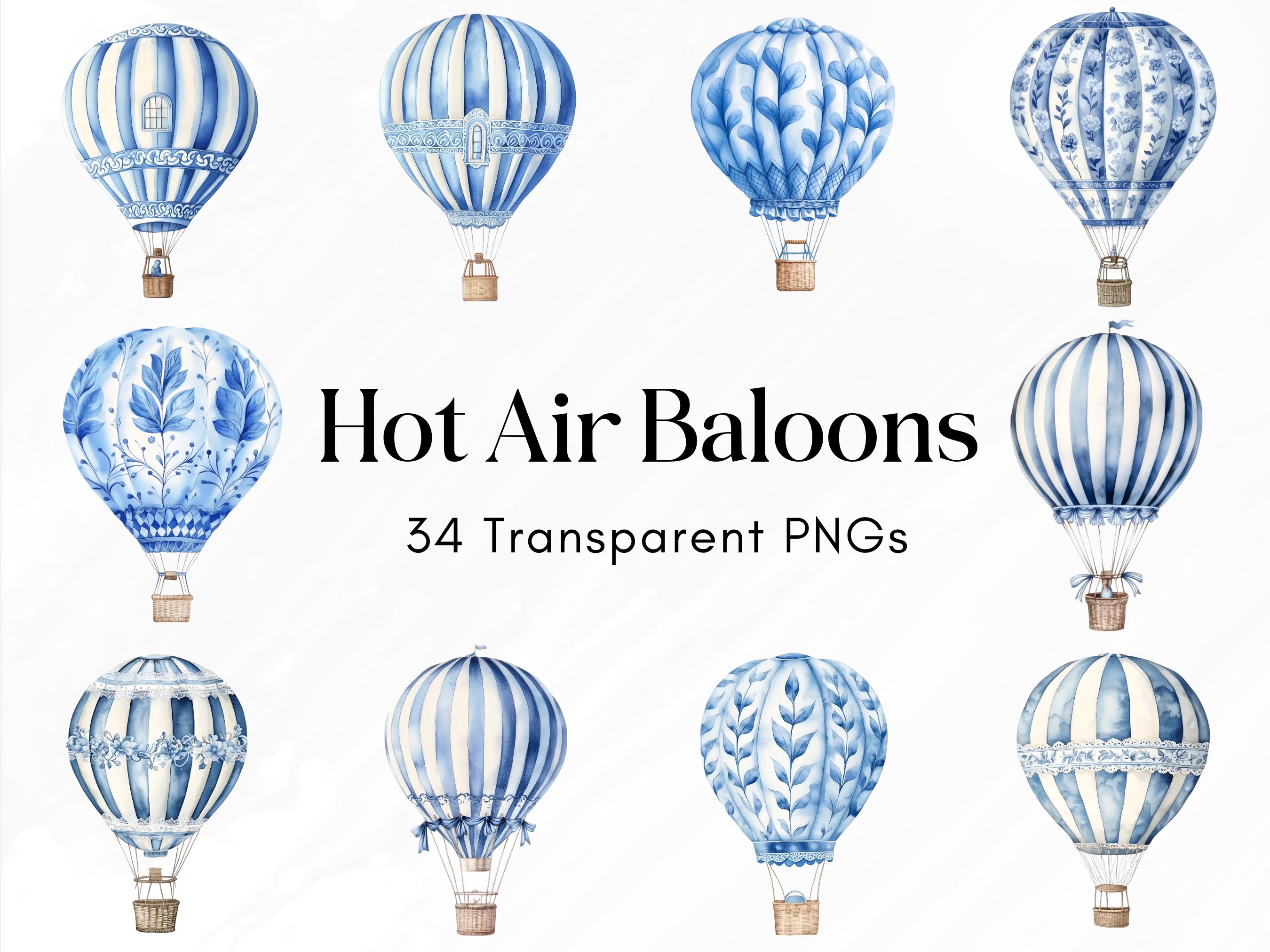 Pastel Watercolor Hot Air Balloon PNG | Blue Watercolor Clipart, Boy ...