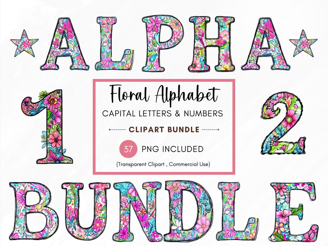 Paisley Floral Alpha Doodle Letters PNG, Floral Alphabet PNG, Alphabet ...
