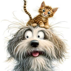 20 Quirky Friendship Clipart, Funny Dog Cat PNG, Quirky Animal ...