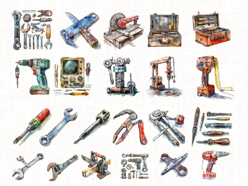 Tools Clipart Bundle, Mechanic Tool Clipart, Repair Tools PNG, Handyman ...