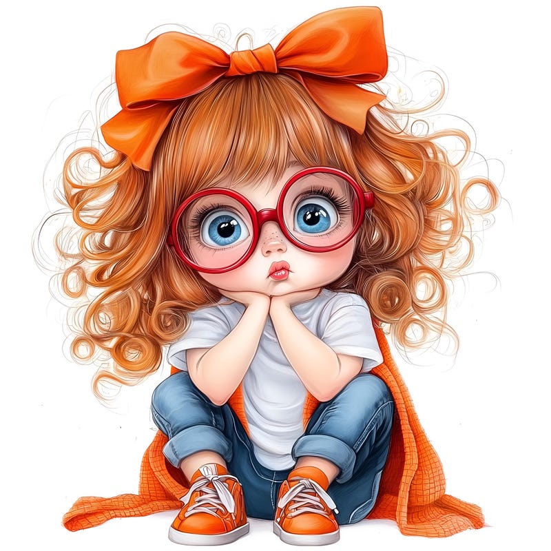 Cartoon Girl in Glasses - Etsy