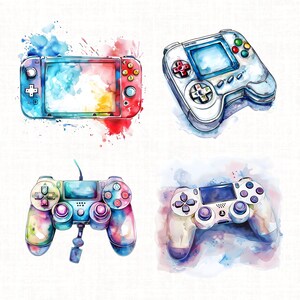 Watercolor Video Game Clipart Bundle, Arcade Game Clipart, Game ...