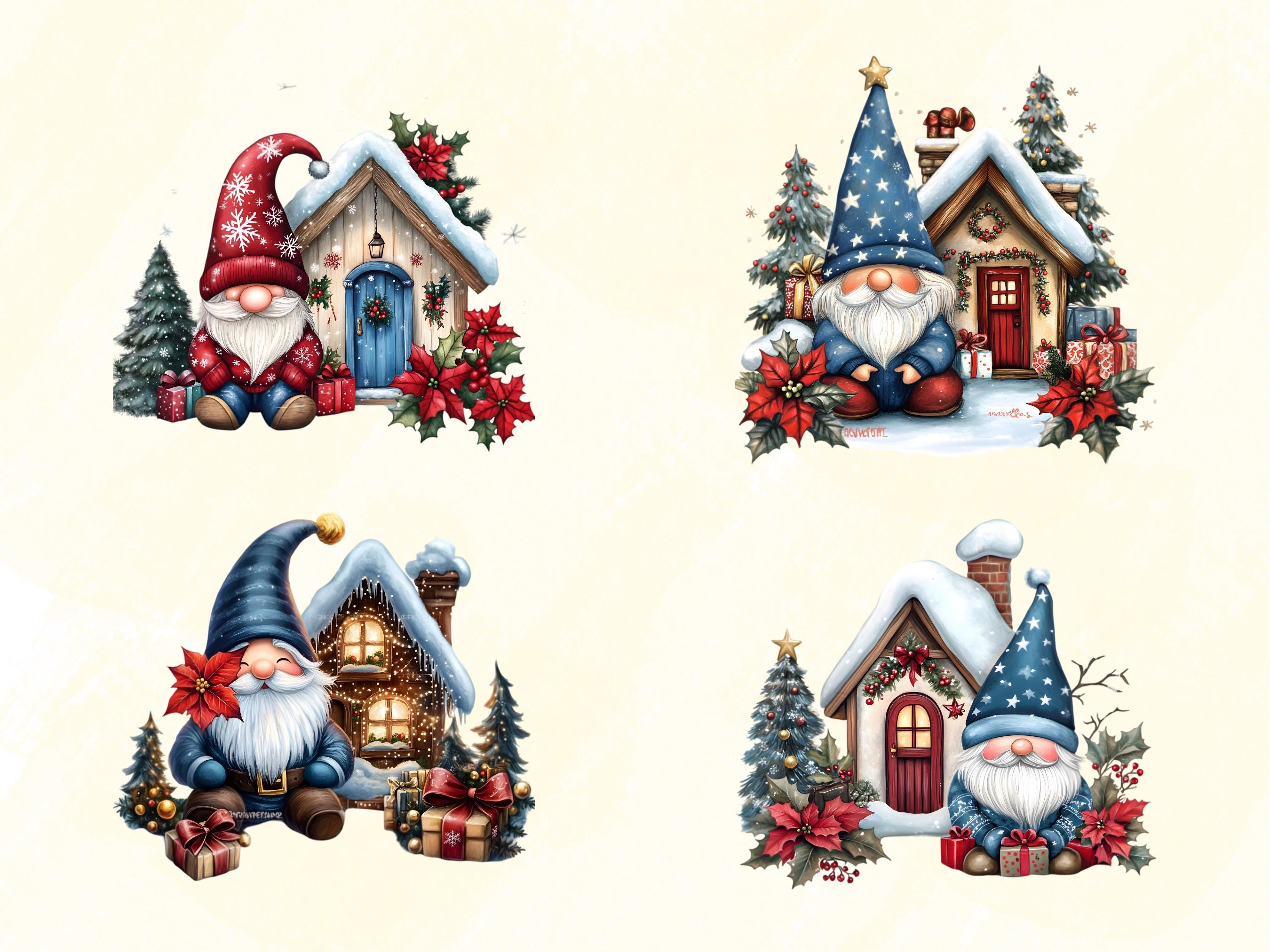 Christmas Gnome Clipart Bundle,30 PNG Gnome Clipart, Christmas Gnome ...